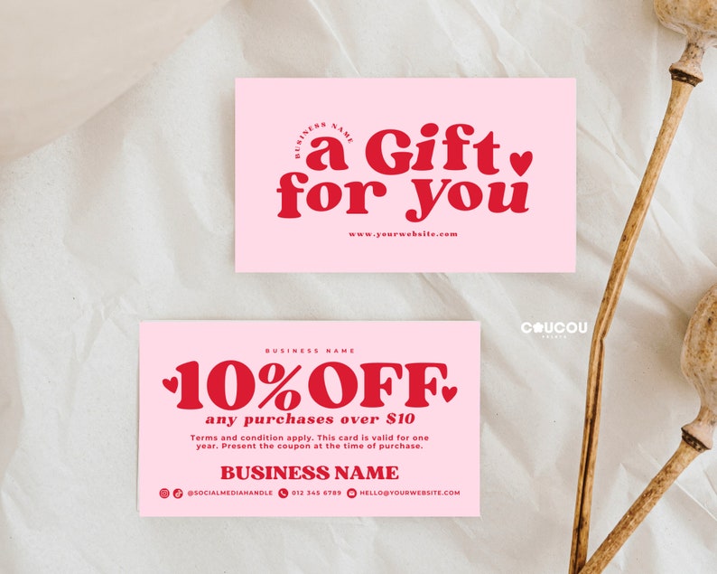 Editable Coupon Card Canva Template, Printable Business Promo Card ...