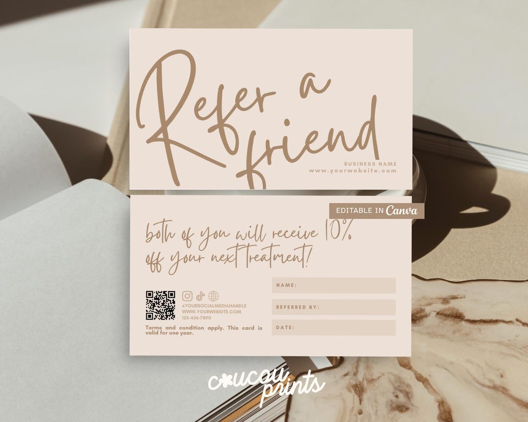 Refer a Friend Card Template, Customer Loyalty Referral Card, Modern ...