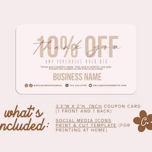 Editable Coupon Card Canva Template, Printable Business Promo Card ...