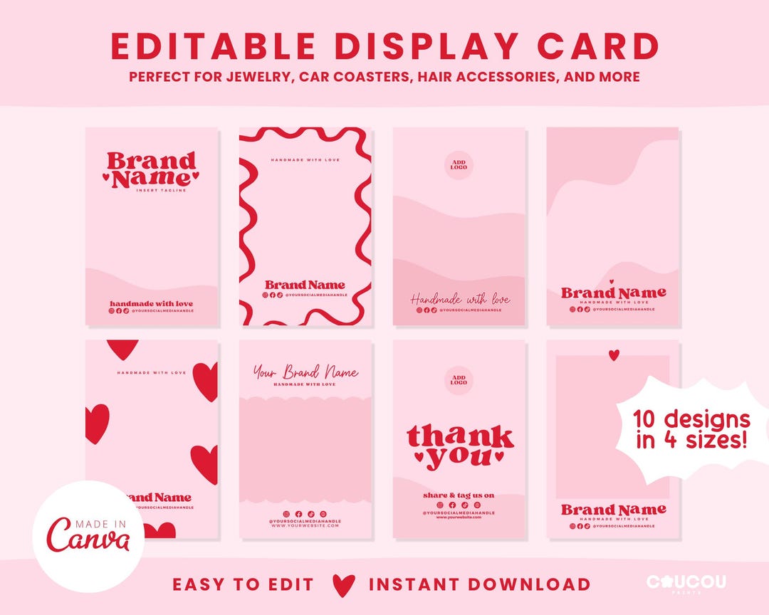 Editable Display Card Templates Canva, Jewelry Product Display Cards ...