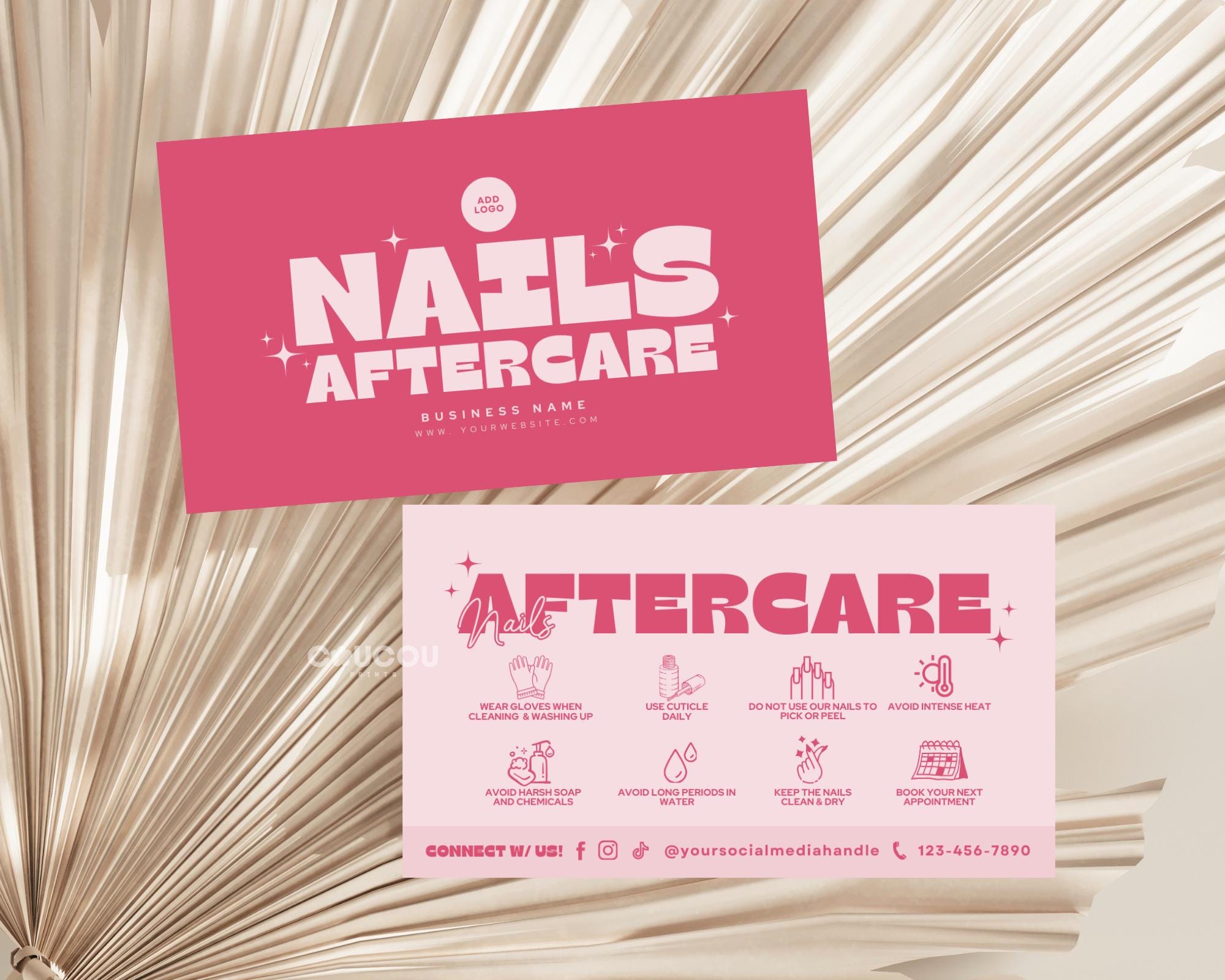 Editable Nails Aftercare Card Template, Manicure Client Care Cards ...