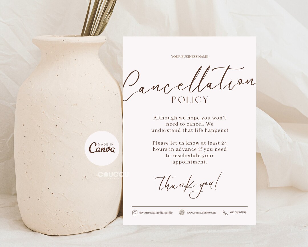 Editable Cancellation Policy Form, Modern Policy Template, Cancelation ...
