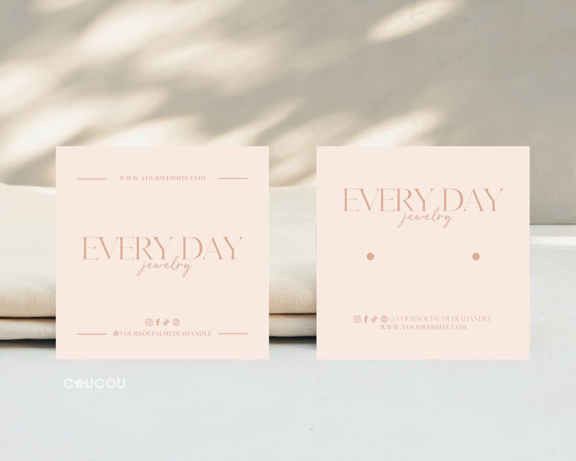 Editable Minimalist Jewelry Display Card, Necklace Display Card ...