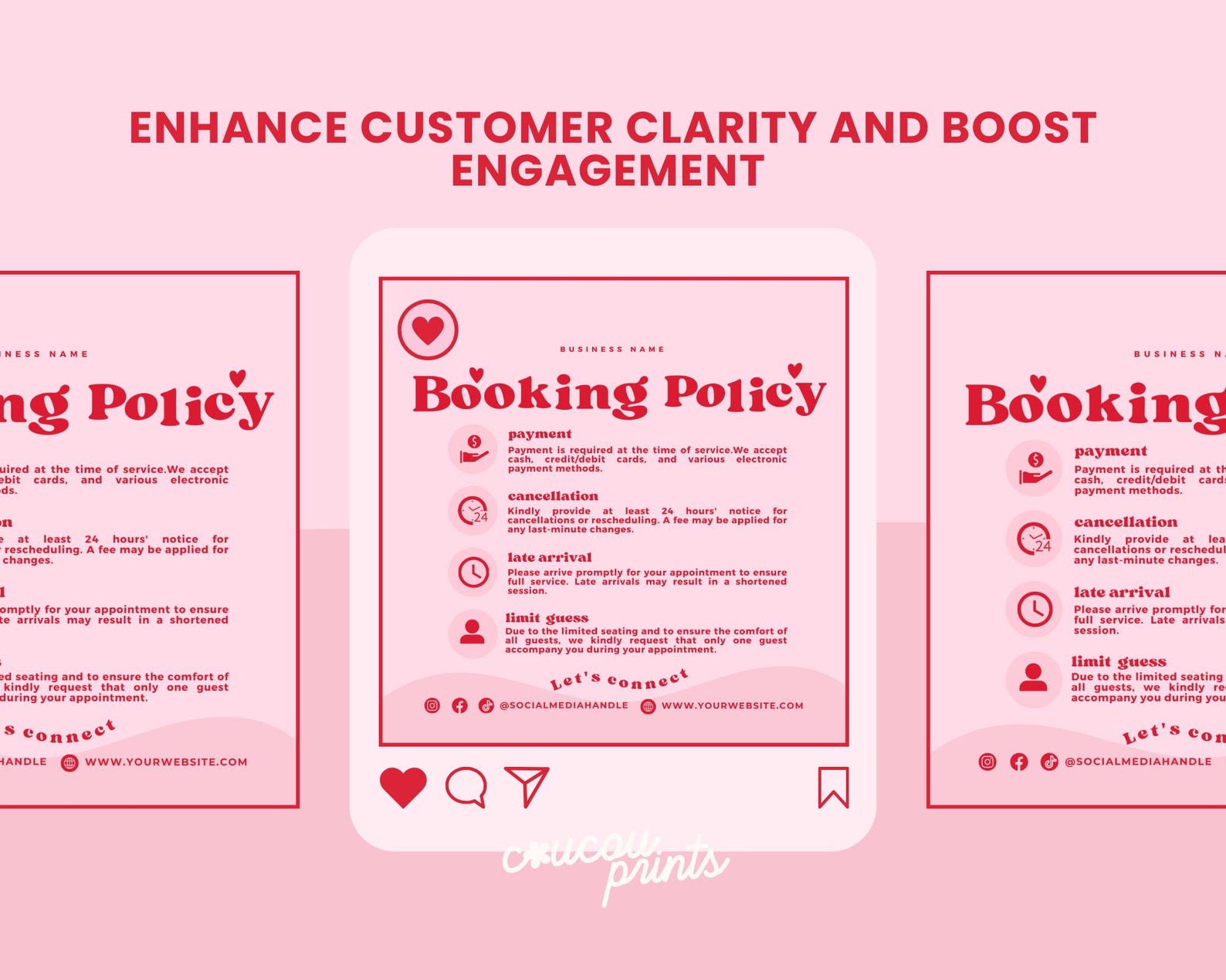 Editable Booking Policy Template Canva, Instagram Story and Post ...