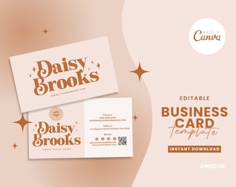 Printable Pink Business Card Template QR Code, DIY Calling Card, Modern ...