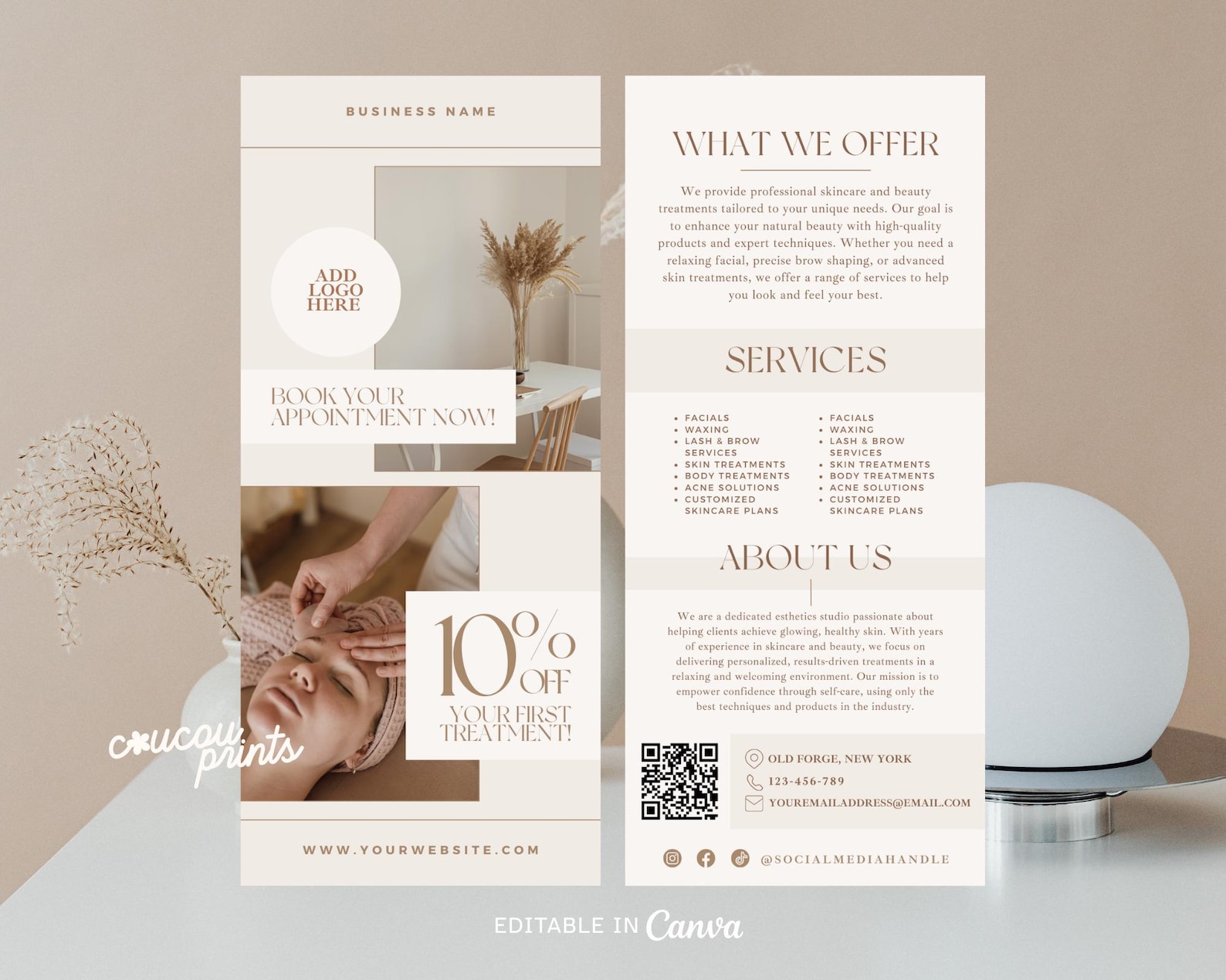 Editable Business Rack Card Flyer Canva Template, One Page Marketing ...