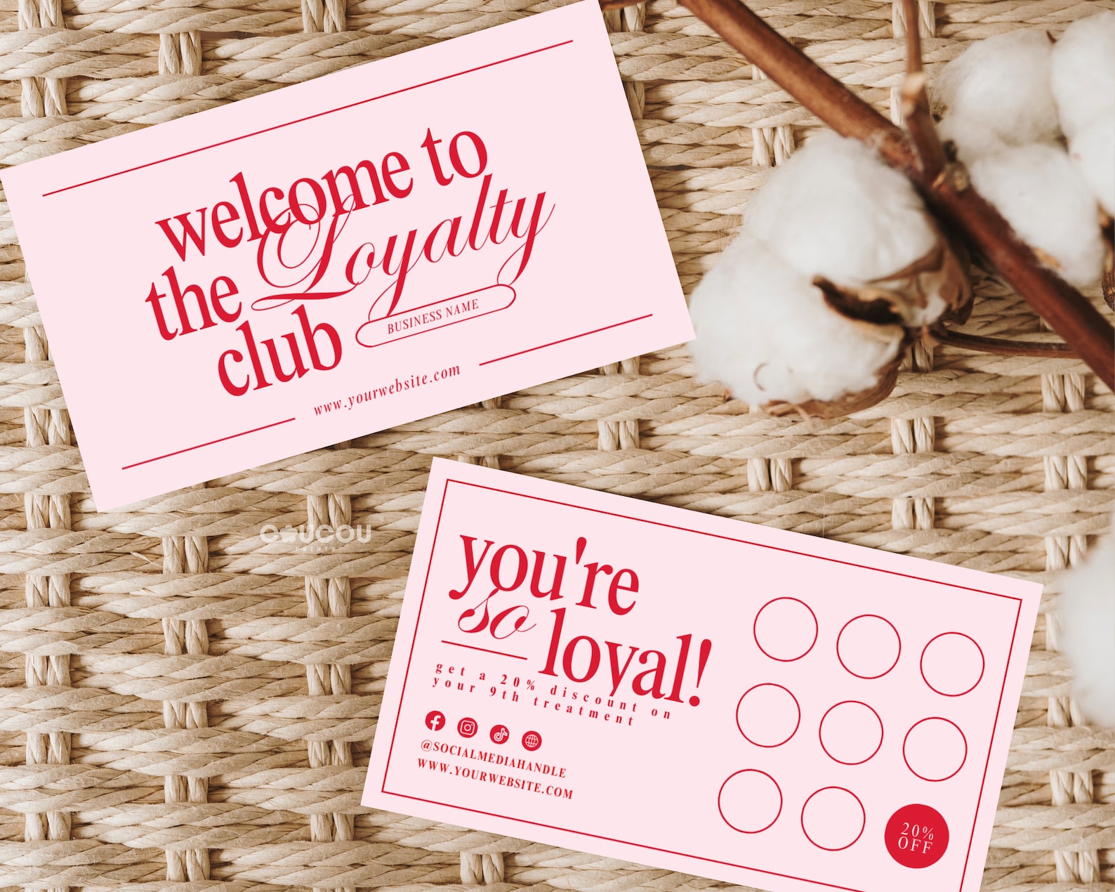 Pink Loyalty Card Template Editable, Loyalty Rewards Card Design, DIY ...