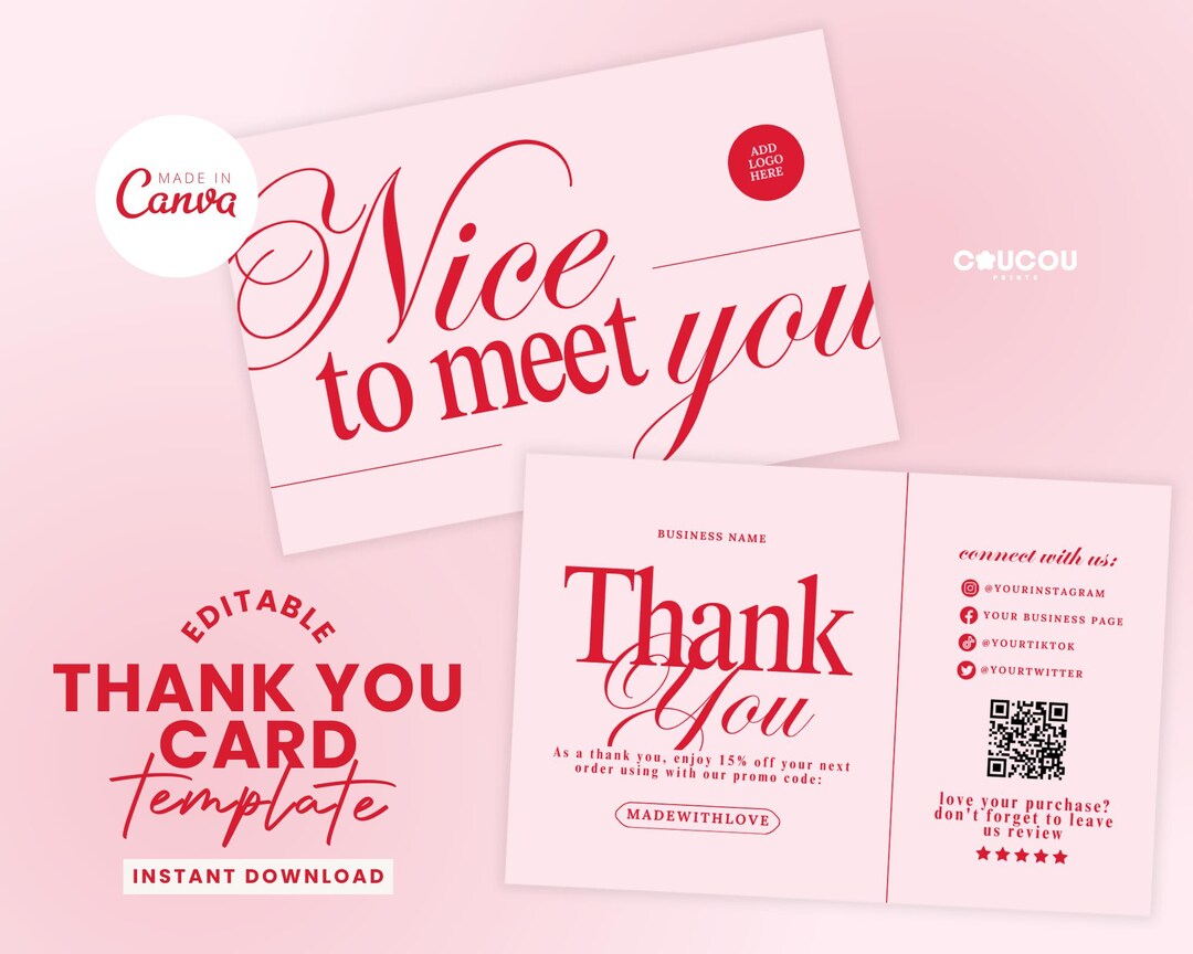 Small Business Thank You Card Template, Editable Thanks for Your ...