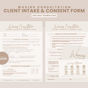 Waxing Consent Forms, Waxing Treatment Template, Printable Waxing ...