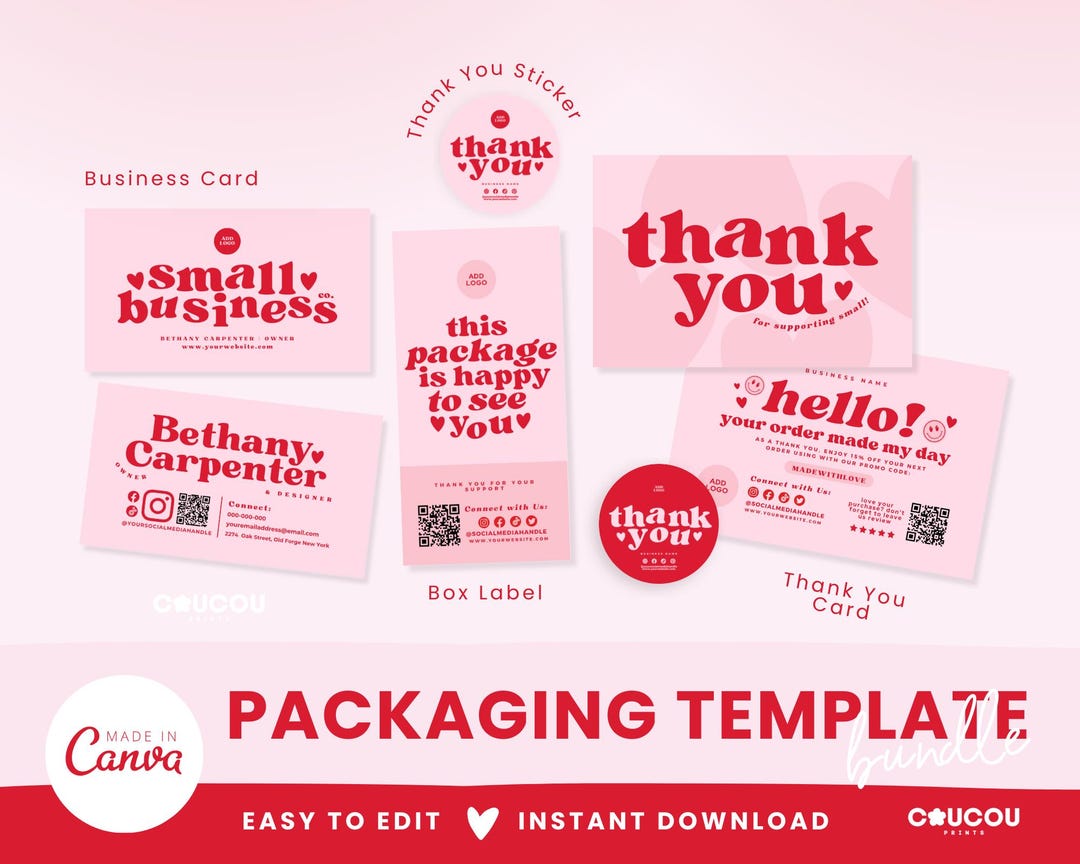 Branded Packaging Template, DIY Packaging Design, Editable Box Seal ...