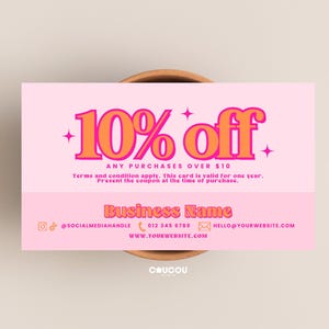 Editable Coupon Card Canva Template, Printable Business Promo Card ...
