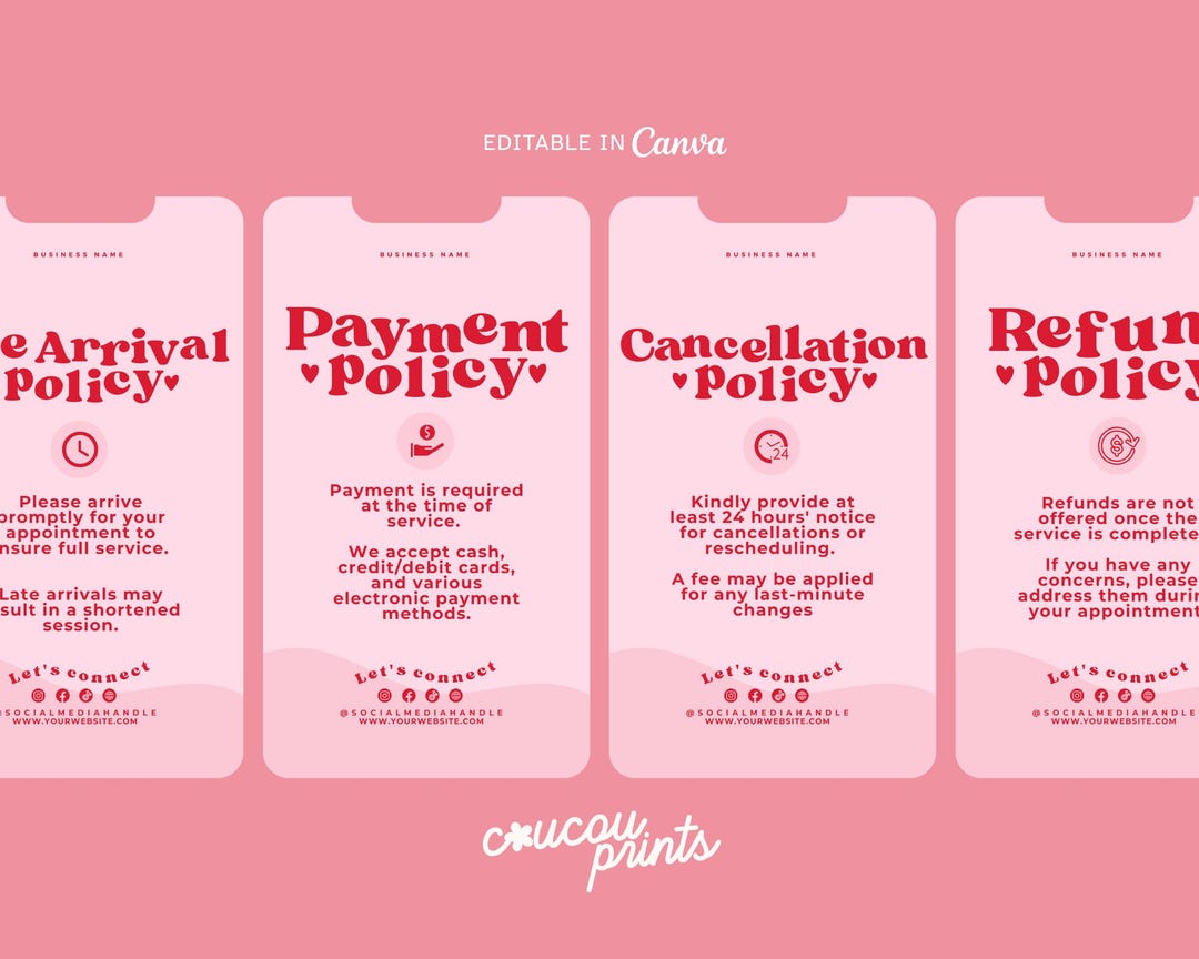 Booking Policy Template Canva, Instagram Story Payment Policy, Refund ...