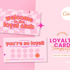 Retro Loyalty Card Template Canva, Printable Rewards Card Design, DIY ...