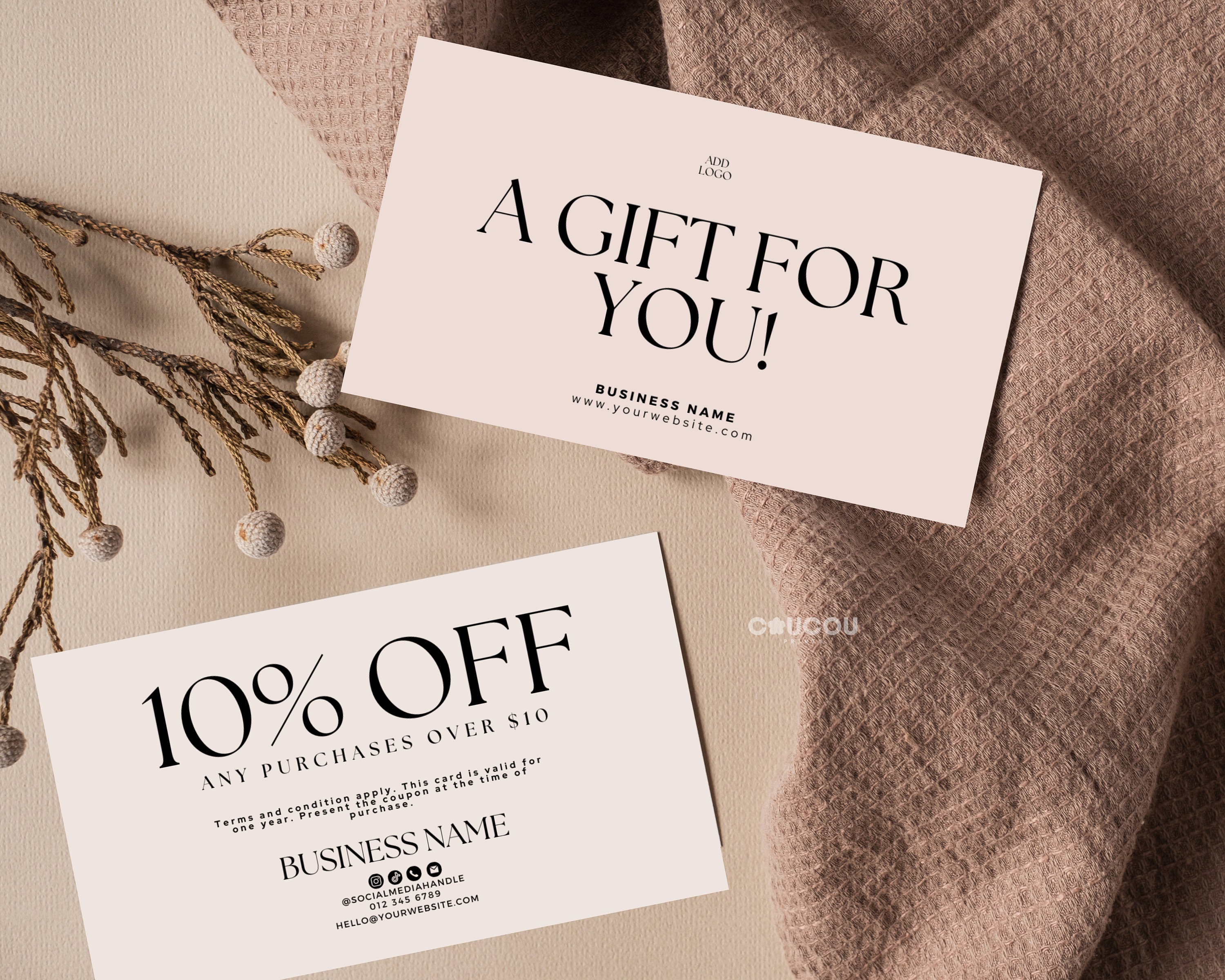 Printable Coupon Card Template, Editable Business Coupon Canva Card ...