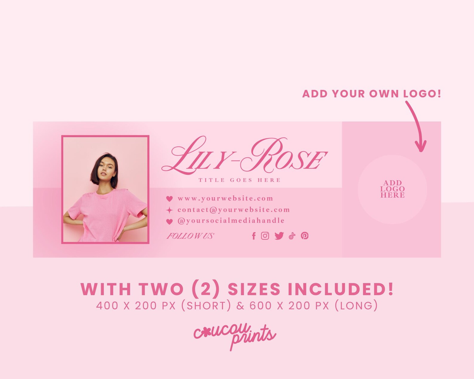 Pink Email Signature Template Canva, DIY Business Email Marketing ...