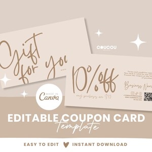 Editable Coupon Card Template, Business Coupon Canva Card, Printable ...