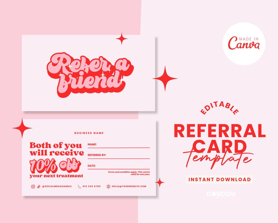 Referral Card Template, Printable Refer a Friend Template, Loyalty ...