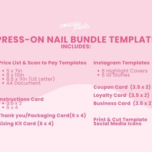 Pink Press on Nail Business Bundle, Nails Product Packaging Card, How ...