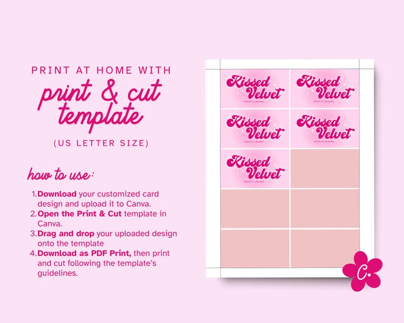 Printable Pink Business Card Template QR Code, DIY Calling Card, Modern ...