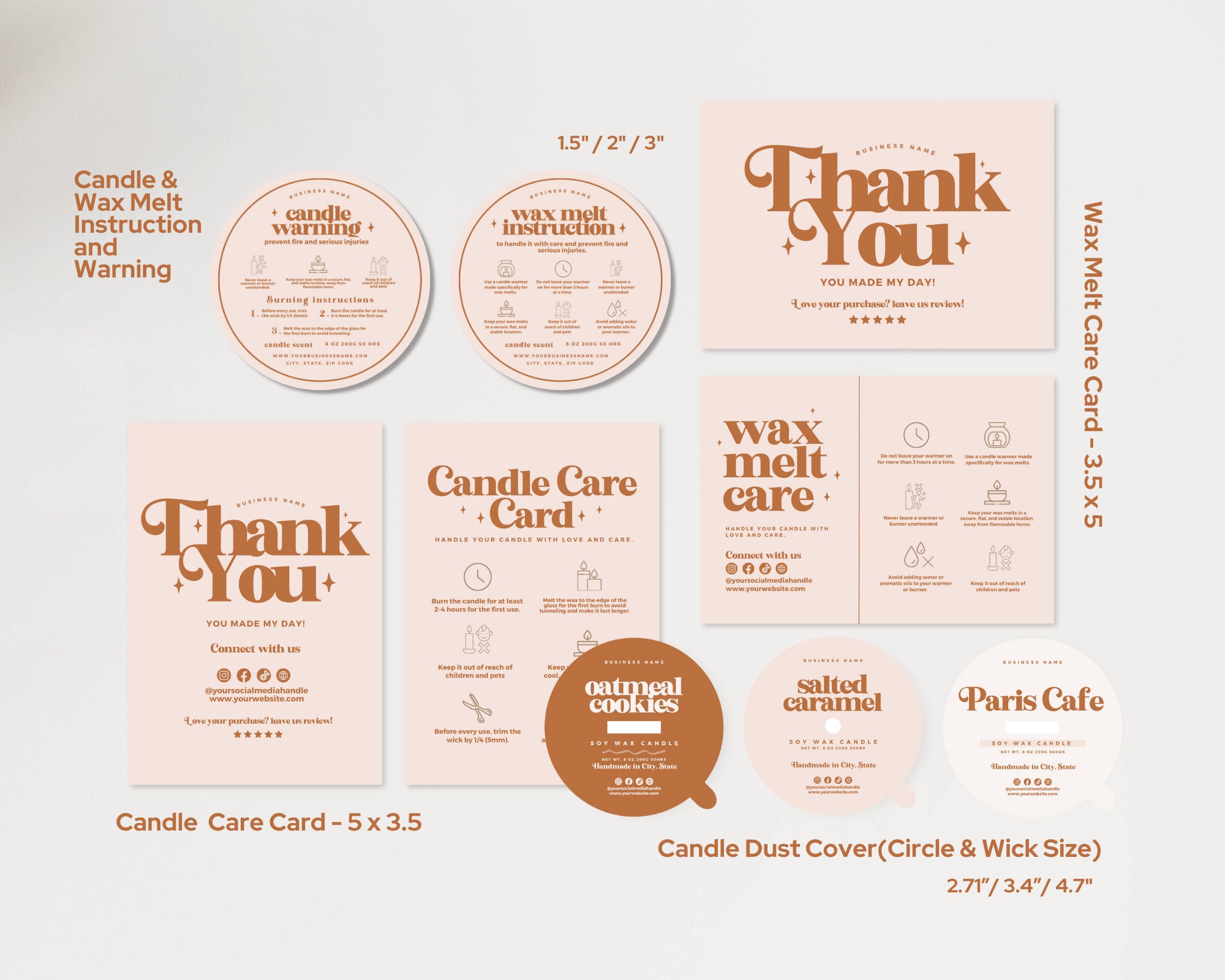 Editable Candle Business Bundle, Printable Candle Labels, Care ...