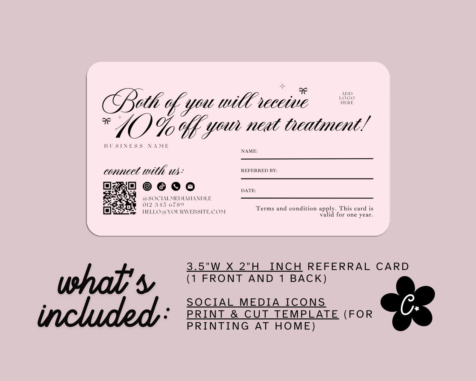 Referral Card Template, Printable Refer a Friend Template, Loyalty ...
