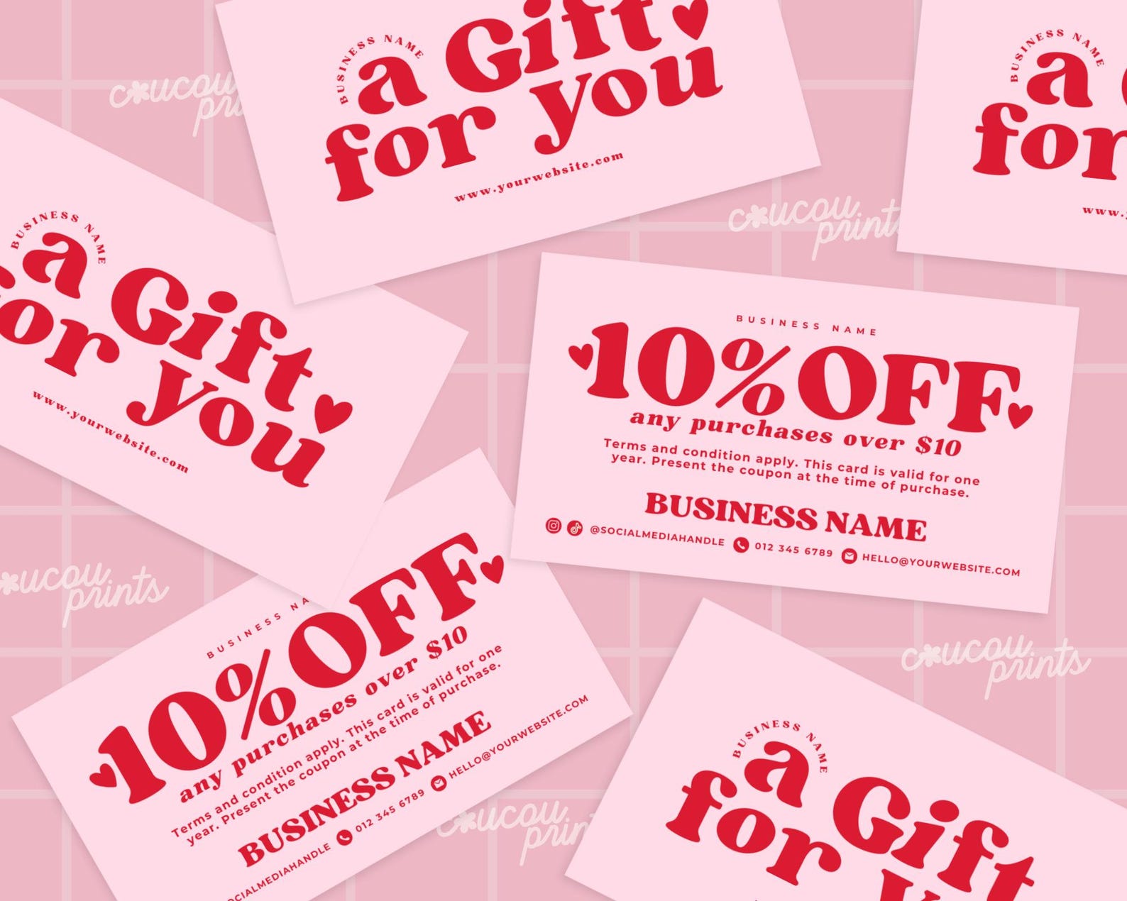 Editable Coupon Card Canva Template, Printable Business Promo Card ...