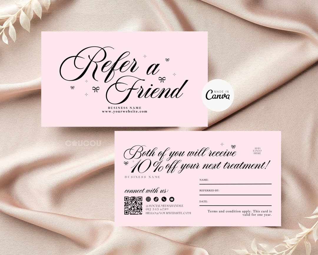 Referral Card Template, Printable Refer a Friend Template, Loyalty Reward Card Editable, Modern ...