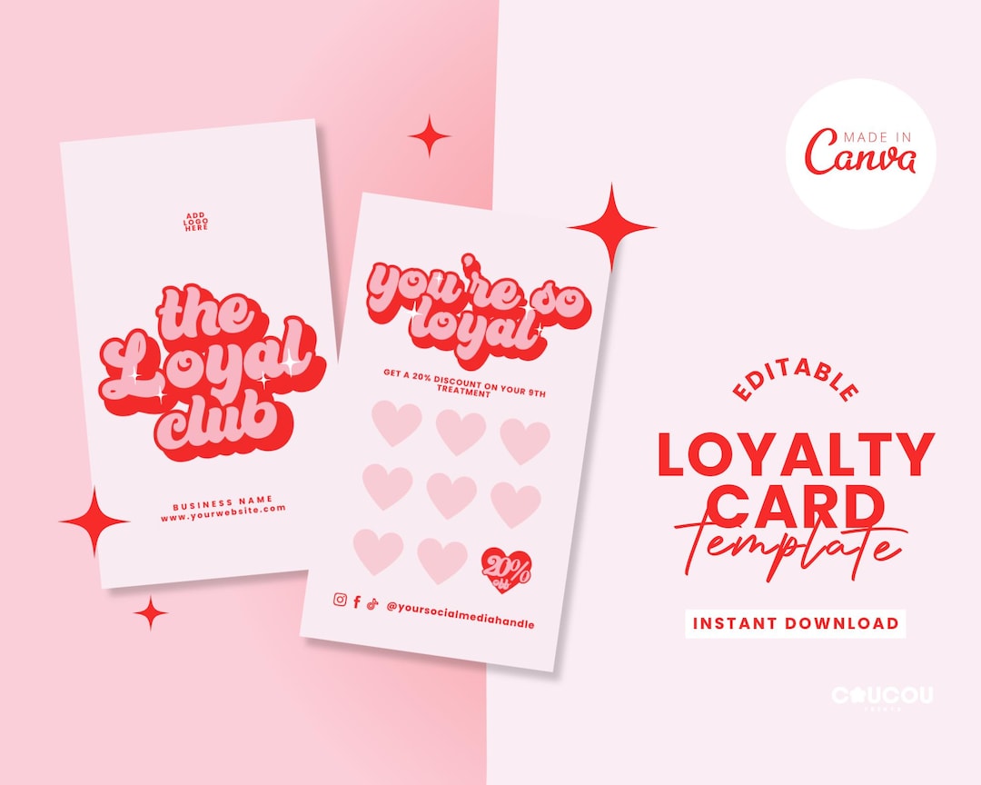 Loyalty Card Template Canva, Editable Customer Punch Card, Printable ...