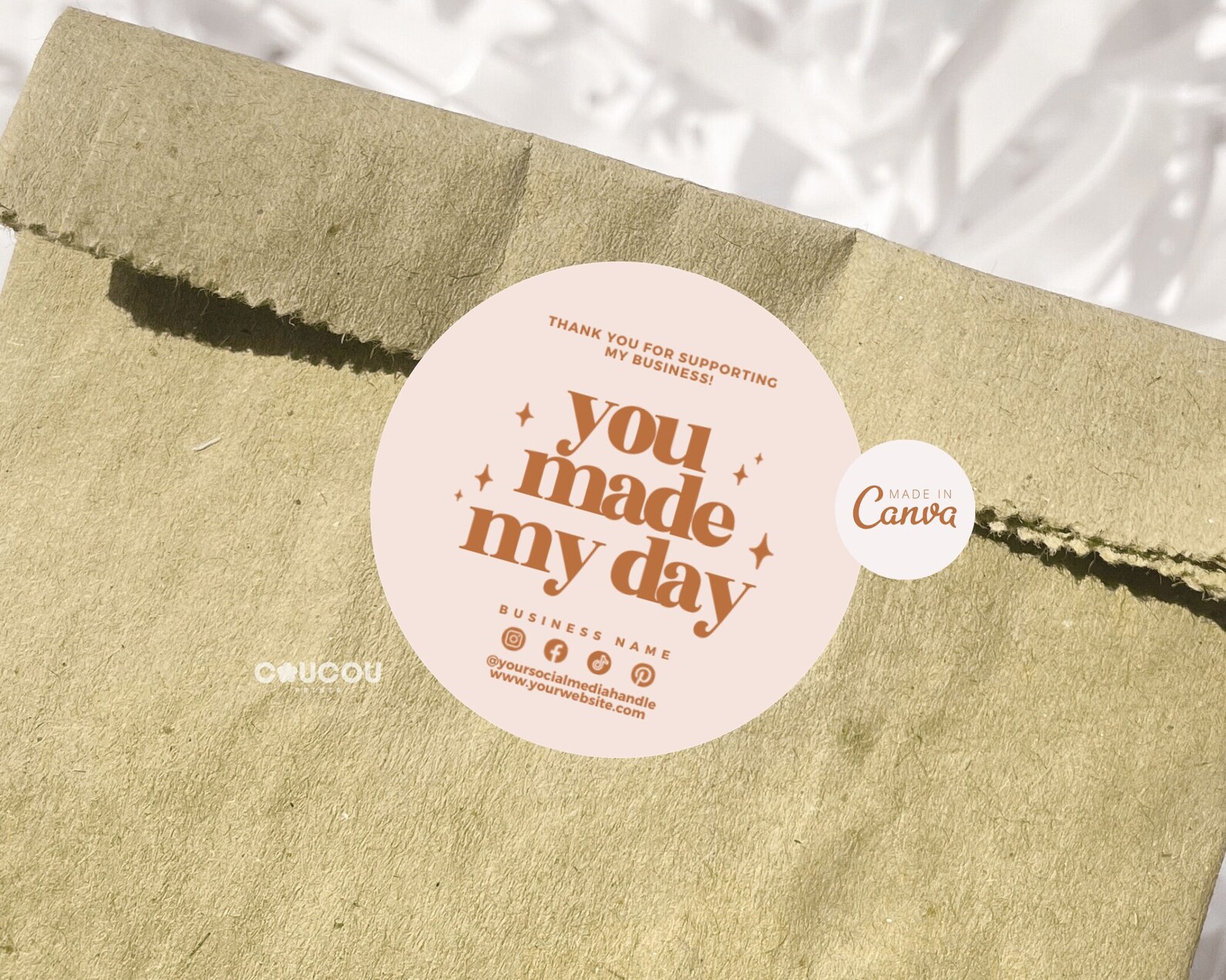 Retro Business Thank You Sticker, DIY Printable Package Stickers ...