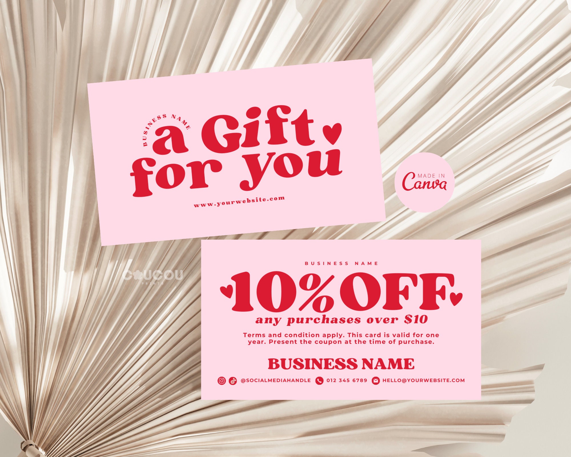 Editable Coupon Card Canva Template, Printable Business Promo Card ...