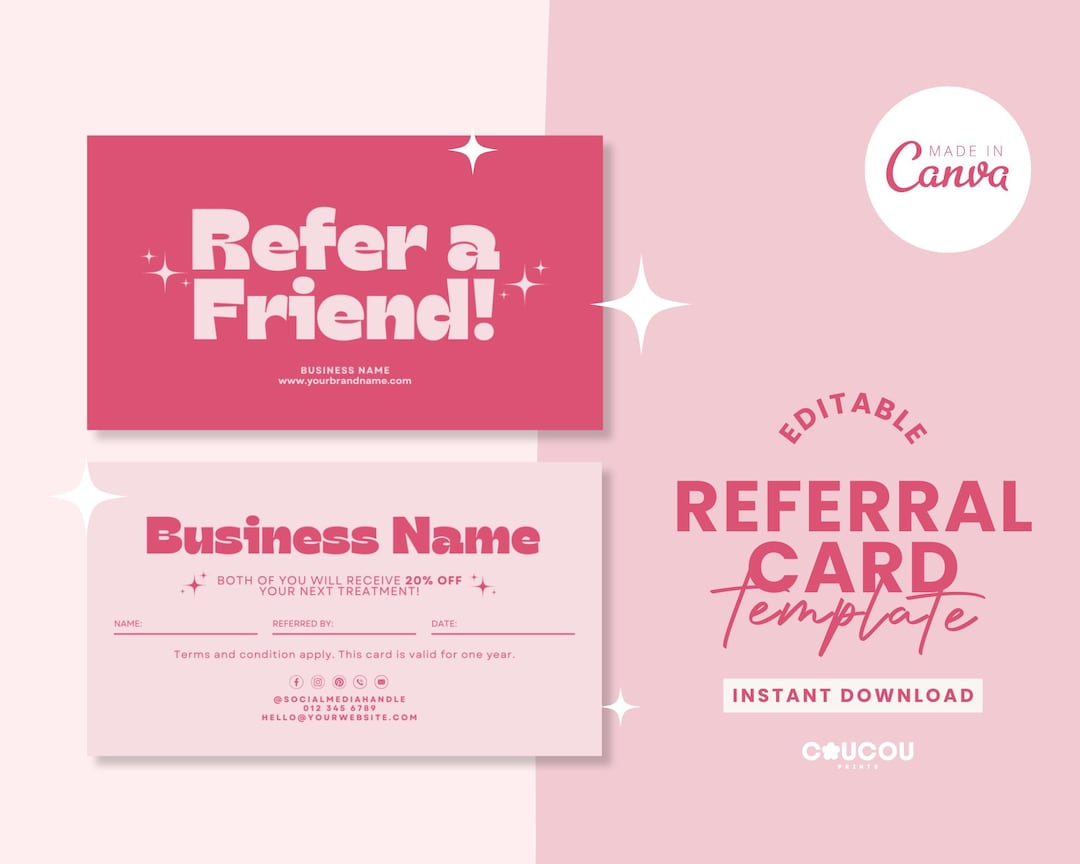 Referral Card Template, Refer a Friend Card, Loyalty Reward Card ...