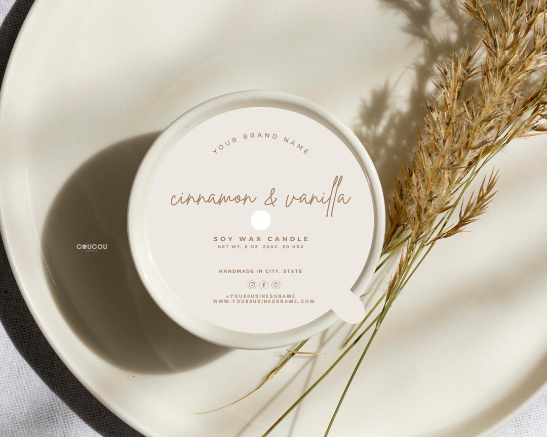 Candle Dust Cover Template, Printable Candle Label Canva, Editable Dust ...