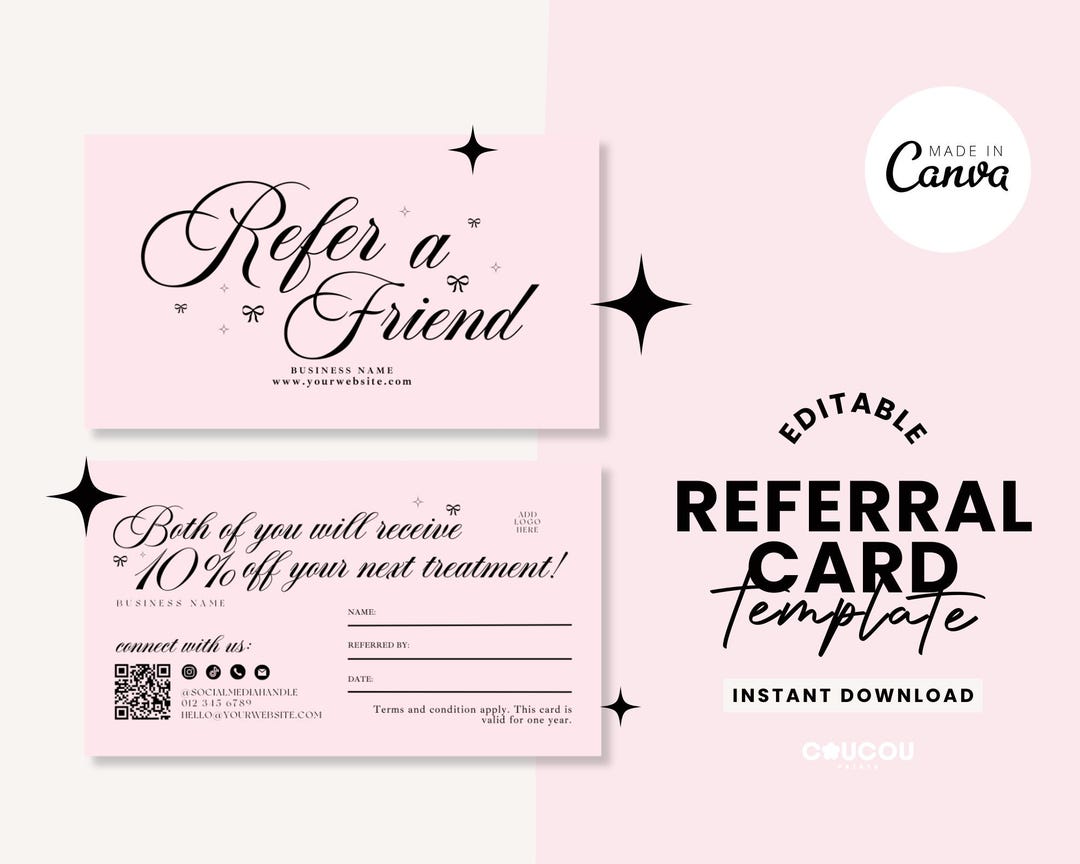 Referral Card Template, Printable Refer a Friend Template, Loyalty ...