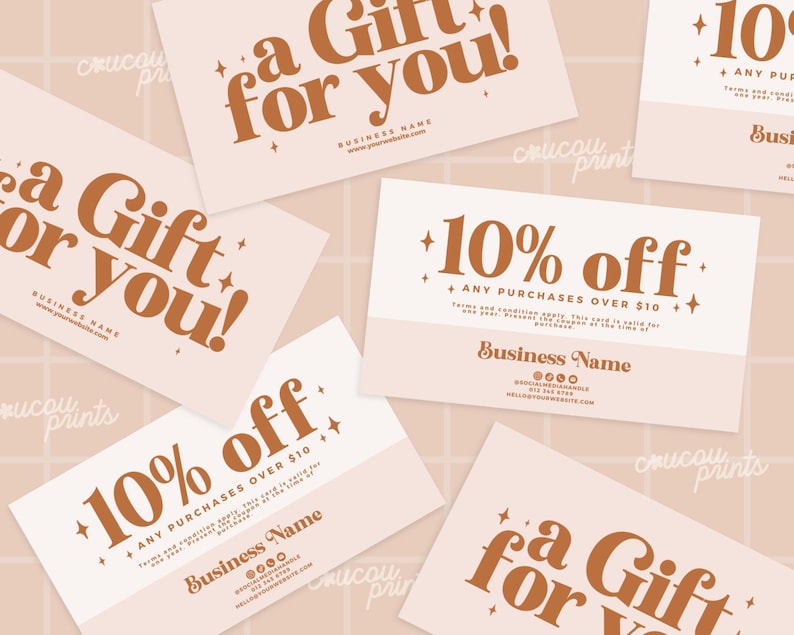 Editable Coupon Card Canva Template, Printable Business Promo Card ...