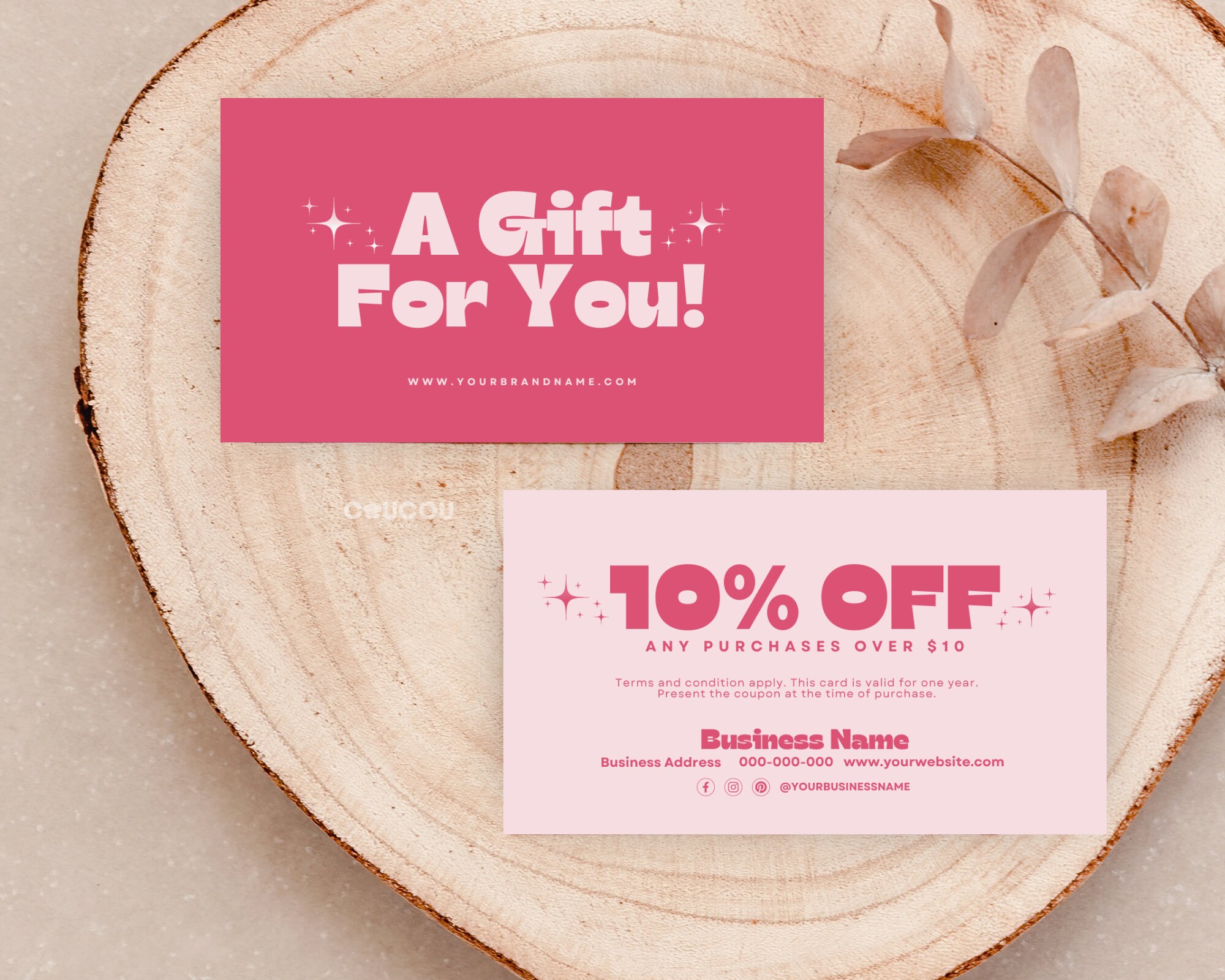 Pink Retro Coupon Card Template, Printable Business Coupon Canva Card ...