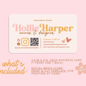 Editable Boho Business Card Canva Template, Colorful Printable Business ...