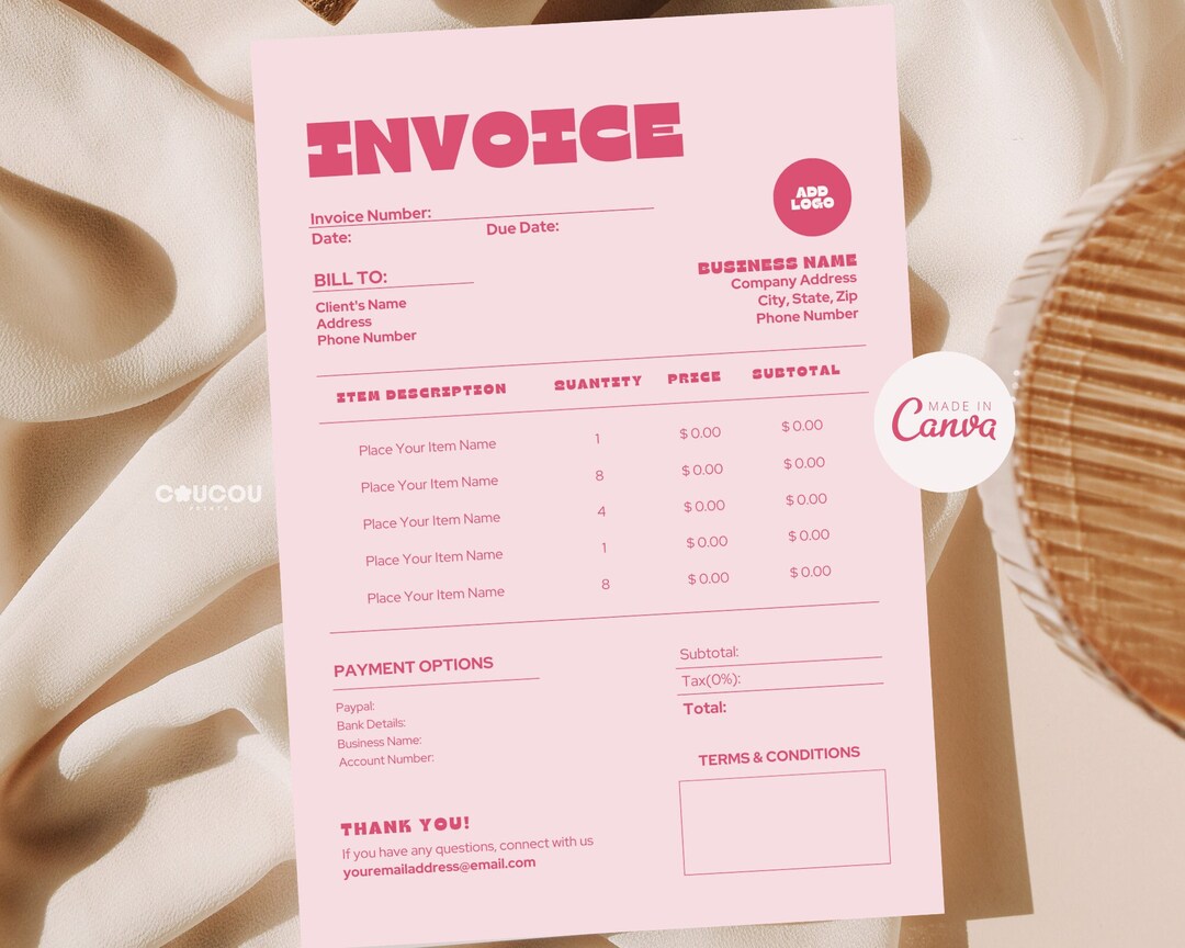 Editable Invoice Template, Client Invoice, Small Business Invoice ...
