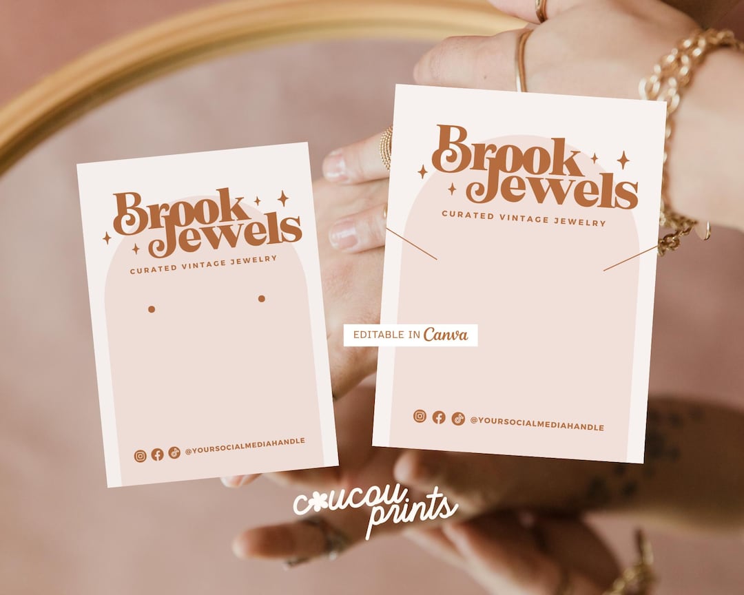 Custom Jewelry Display Card Template, Editable Earring Card Packaging ...