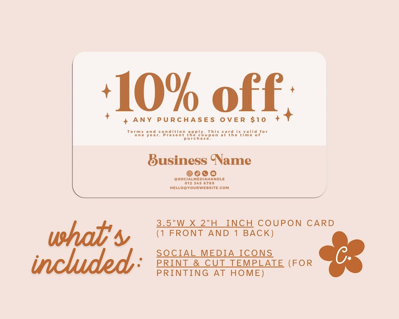 Editable Coupon Card Canva Template, Printable Business Promo Card ...