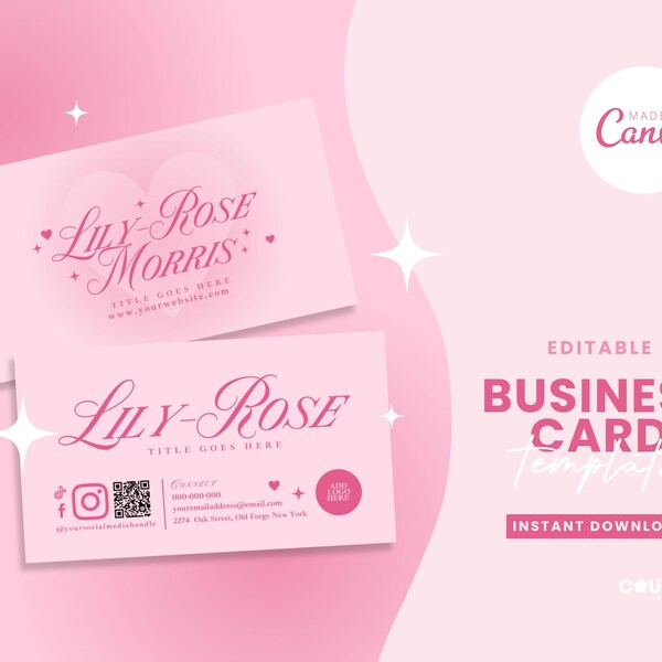 Pink Business Cards - Etsy