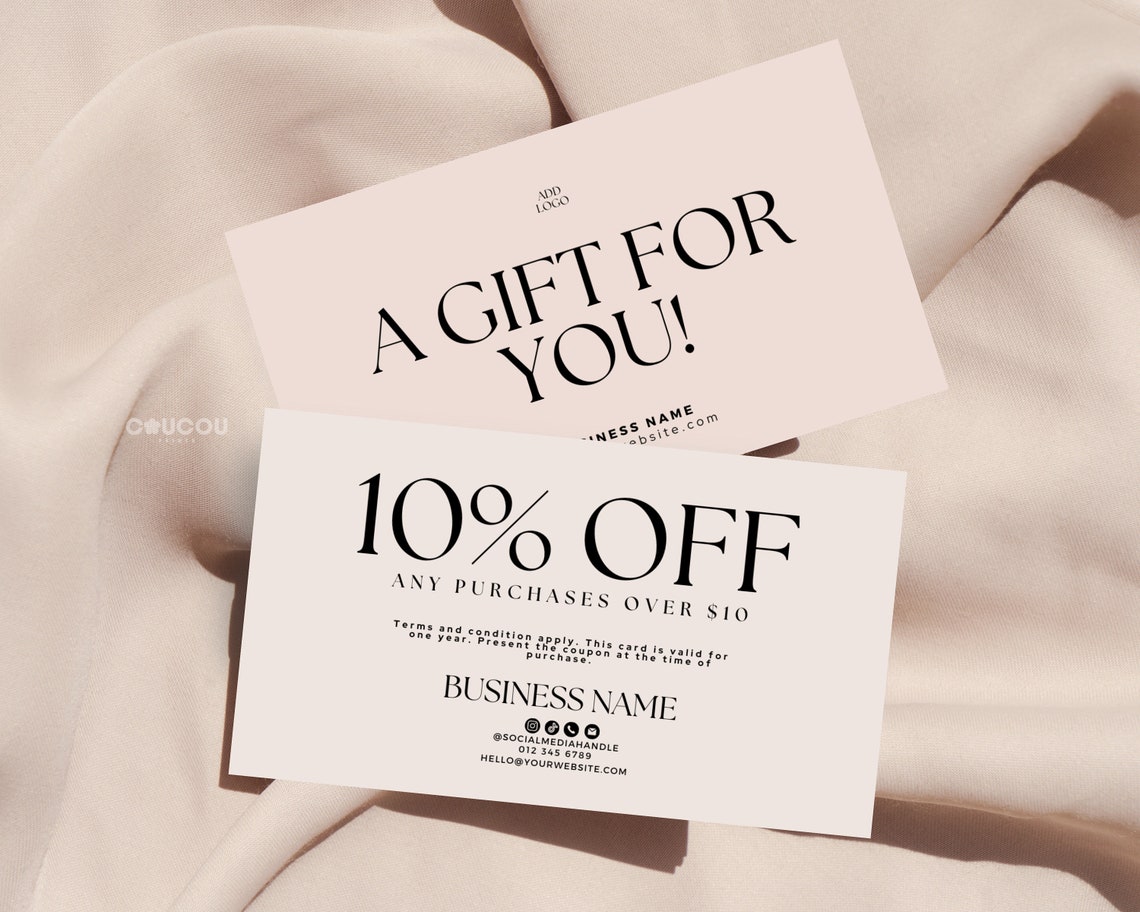 Printable Coupon Card Template, Editable Business Coupon Canva Card ...