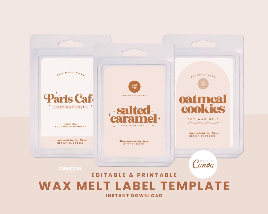Modern Wax Melt Label Template, Boho Custom Wax Tart Label Design, Pre ...