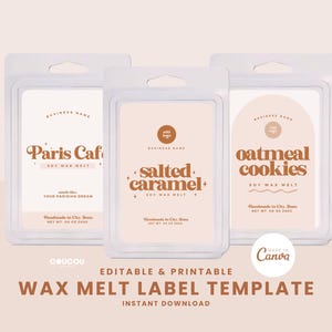 Modern Wax Melt Label Template, Boho Custom Wax Tart Label Design, Pre ...