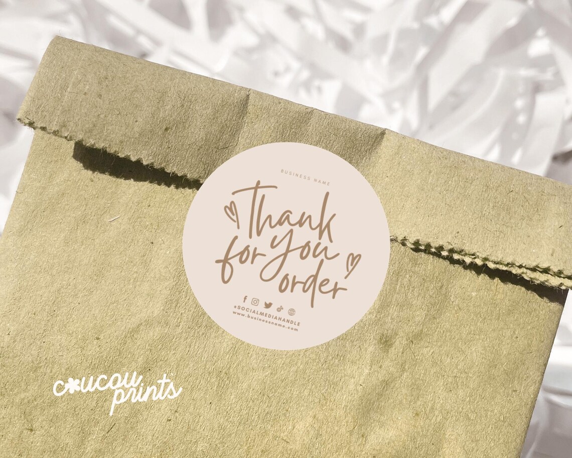Small Business Thank You Sticker Template, Editable Packaging Sticker ...