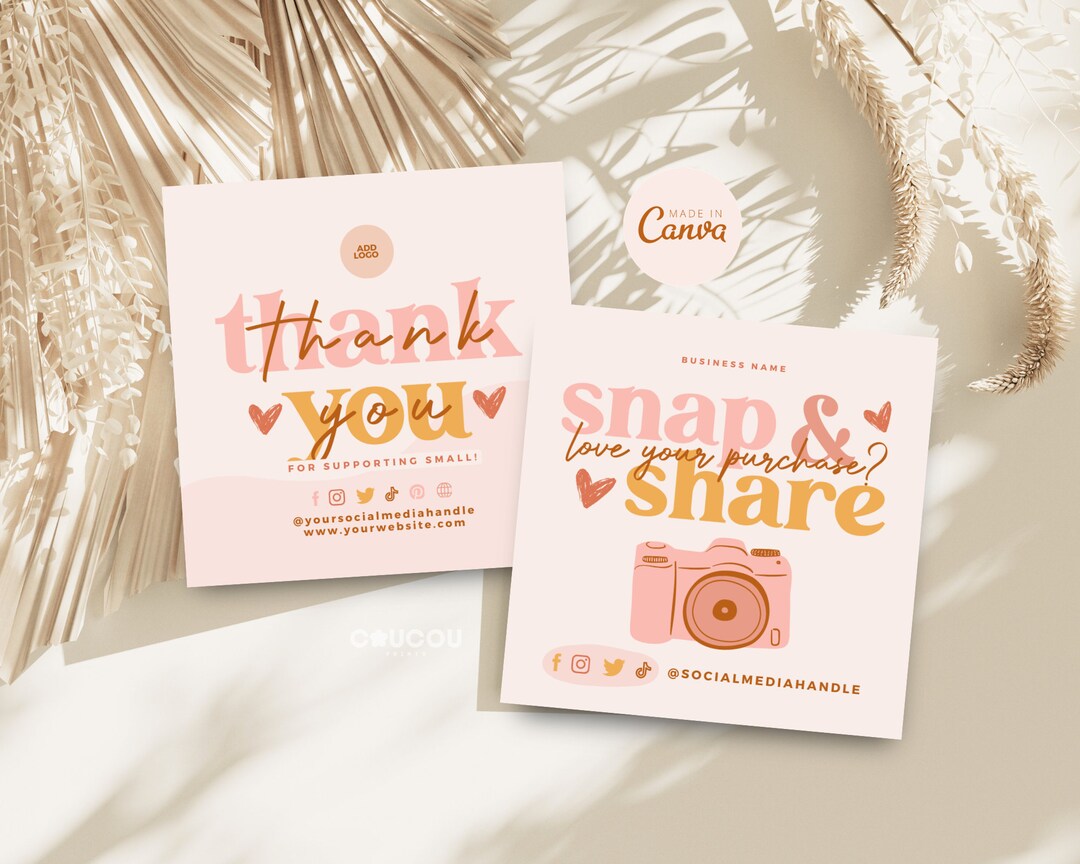 Printable Snap and Share Card Template, Editable Social Media Card ...