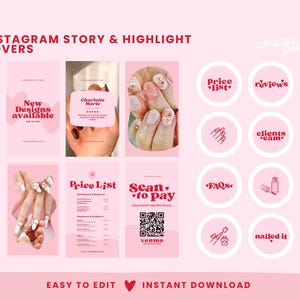 Pink Press on Nail Business Bundle, Nails Product Packaging Card, How ...