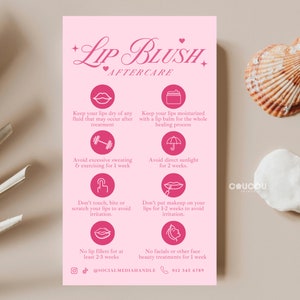 Lip Blush Aftercare Template, Pink Editable Lip Blush Stages of Healing ...