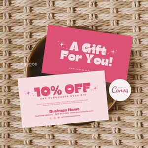 Pink Retro Coupon Card Template, Printable Business Coupon Canva Card ...