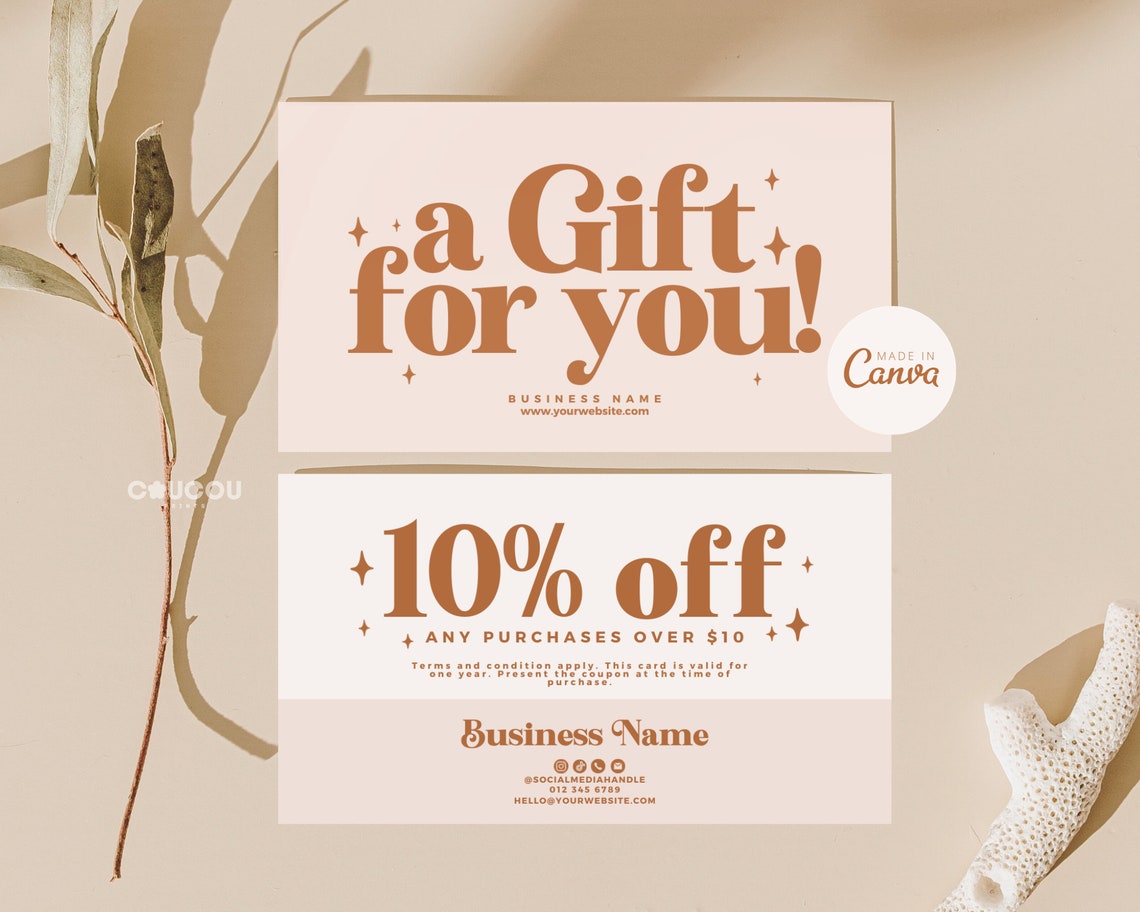 Editable Coupon Card Canva Template, Printable Business Promo Card ...