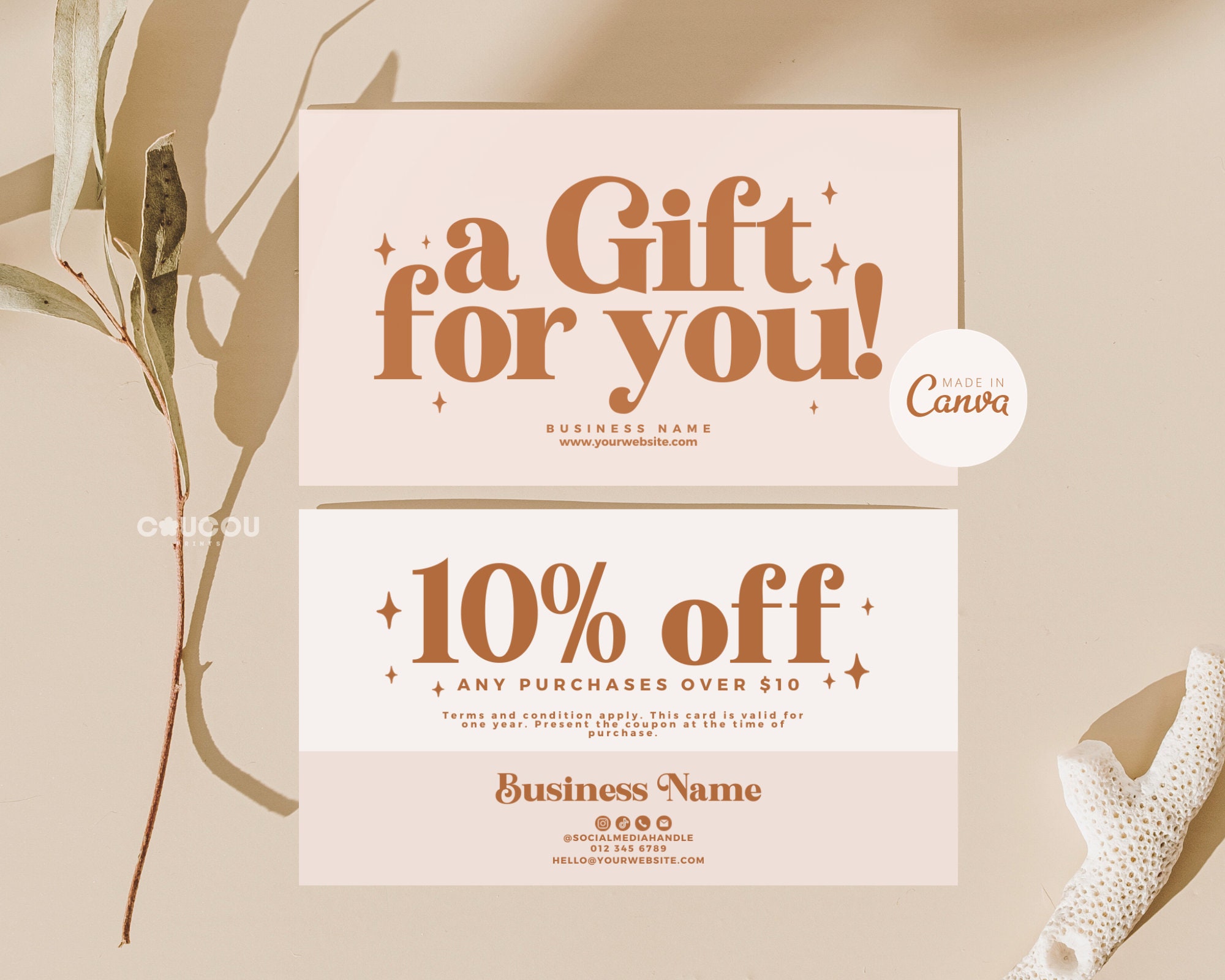 Editable Coupon Card Canva Template, Printable Business Promo Card, Business Marketing Card ...